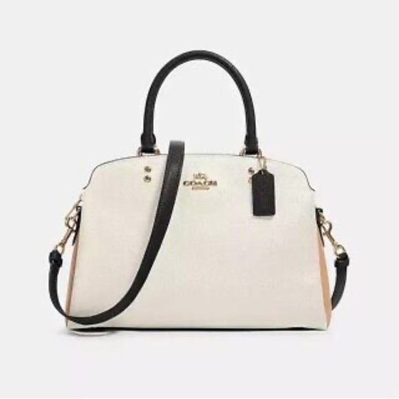 Coach | Bags | Coach Lillie Color Block Black Tan Chalk Leather ...